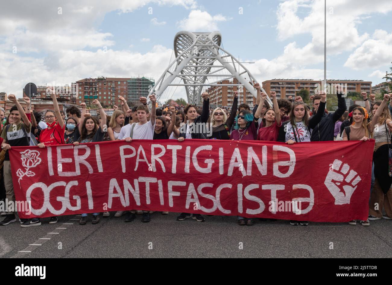 Rome, Italy, Italy. 25th Apr, 2022. Thousands of people marched on ...