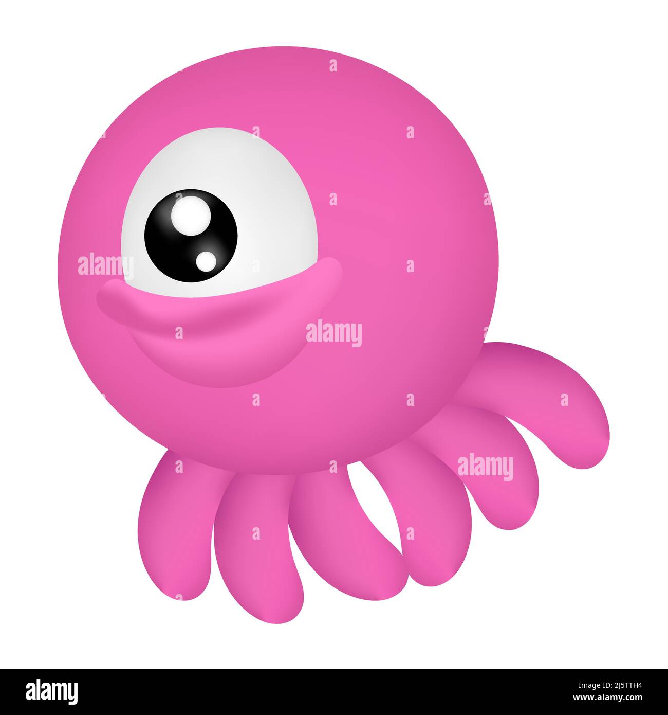 happy one eyed pink octopus Stock Vector Image & Art - Alamy