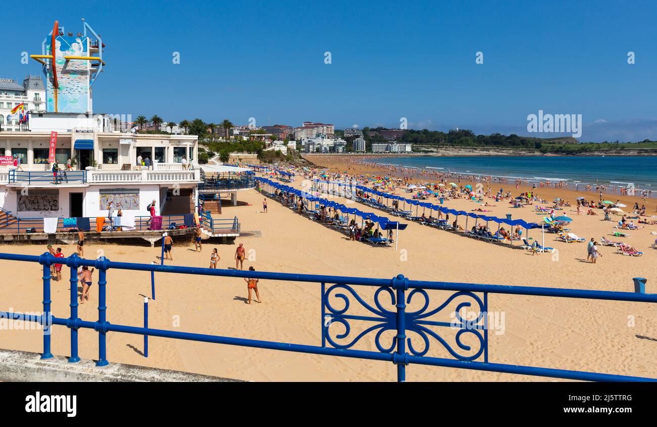 Beach in Santander, Spain. Resort town known for its sandy beach Stock ...