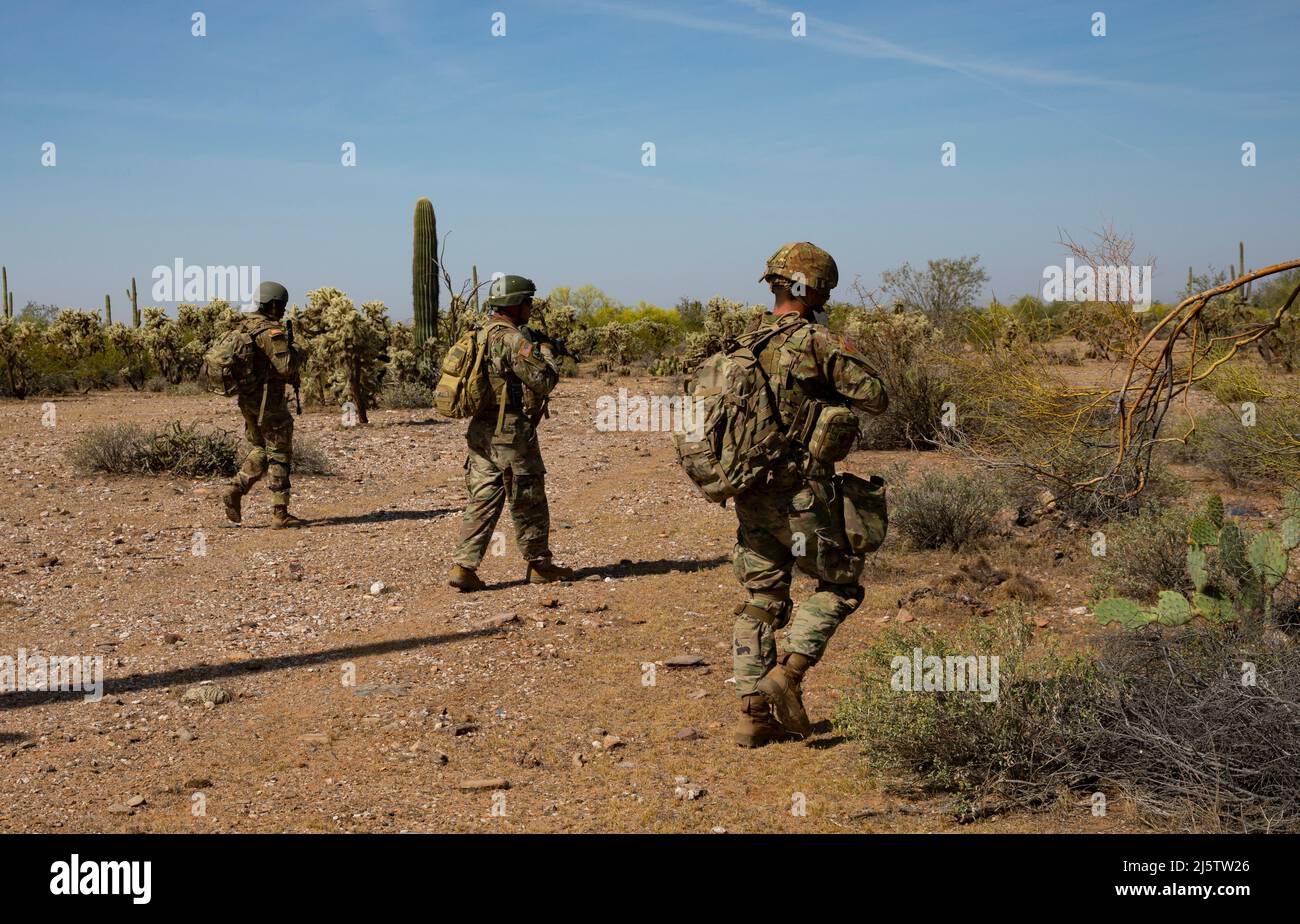 Soldiers with A-Company, 1-158th Infantry Battalion, Arizona Army ...