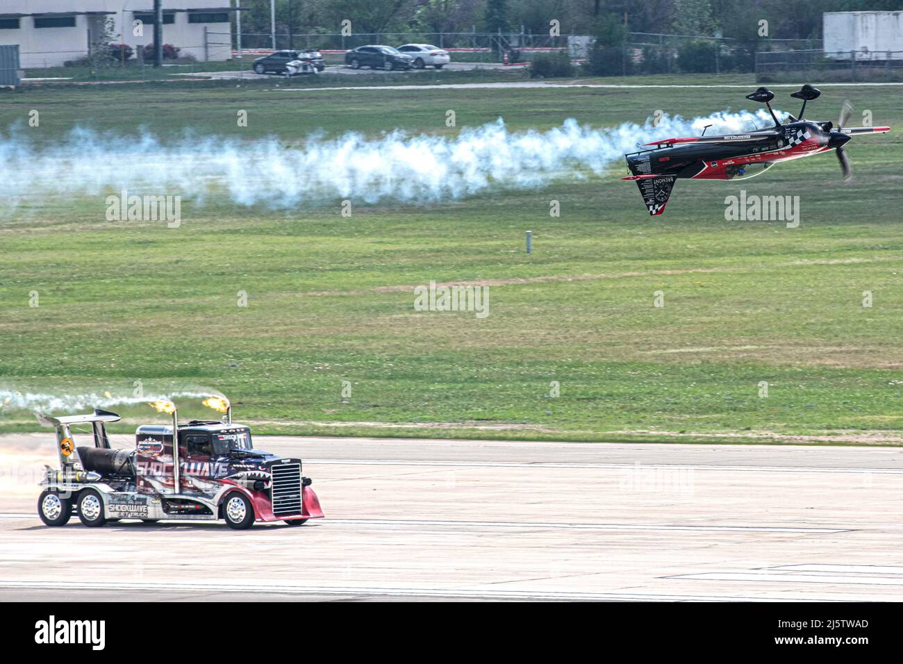 Shockwave races down the runway during The Great Texas Airshow Apr. 22 ...