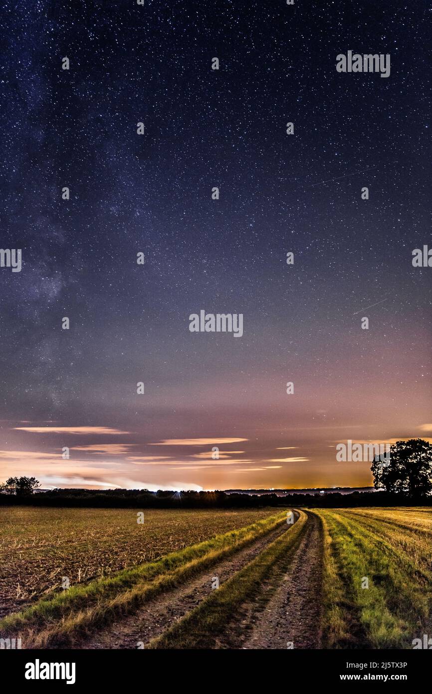 Stars at night in a field in Wrawby, Brigg UK Stock Photo - Alamy
