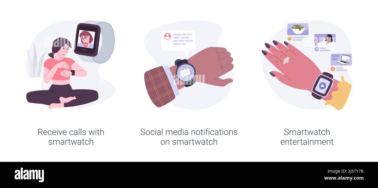 Smartwatch online communication isolated cartoon vector illustrations ...