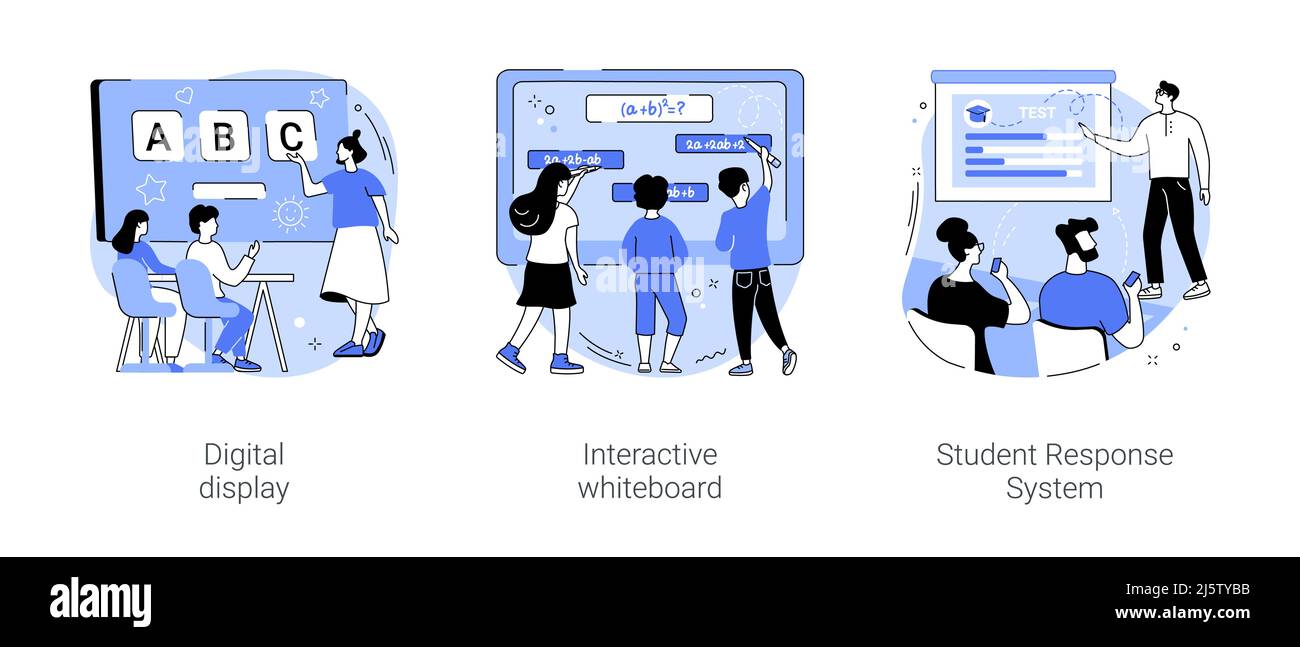 Smart classroom technology isolated cartoon vector illustrations se ...