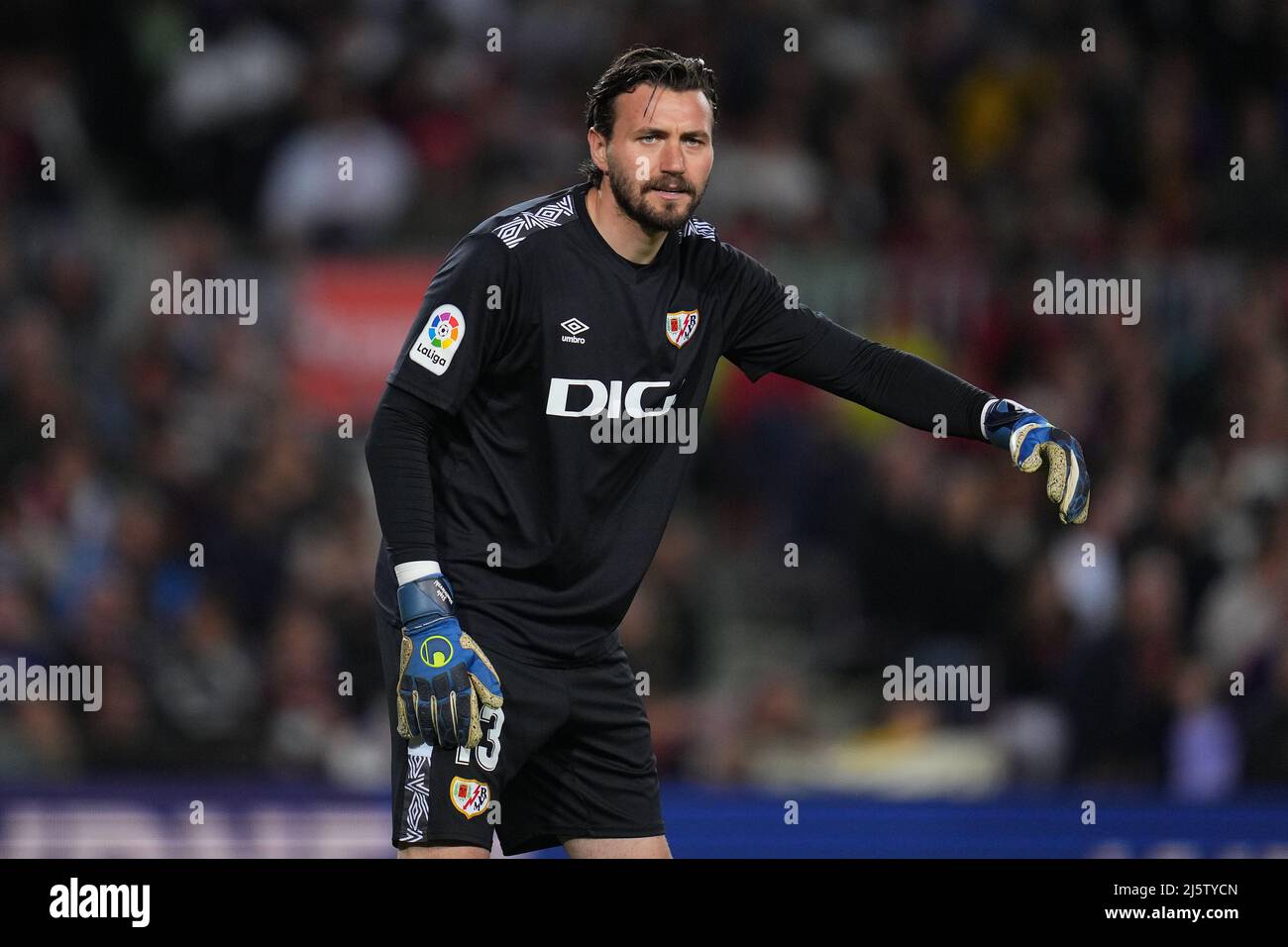 Stole Dimitrievski of Rayo Vallecano during the La Liga match between ...