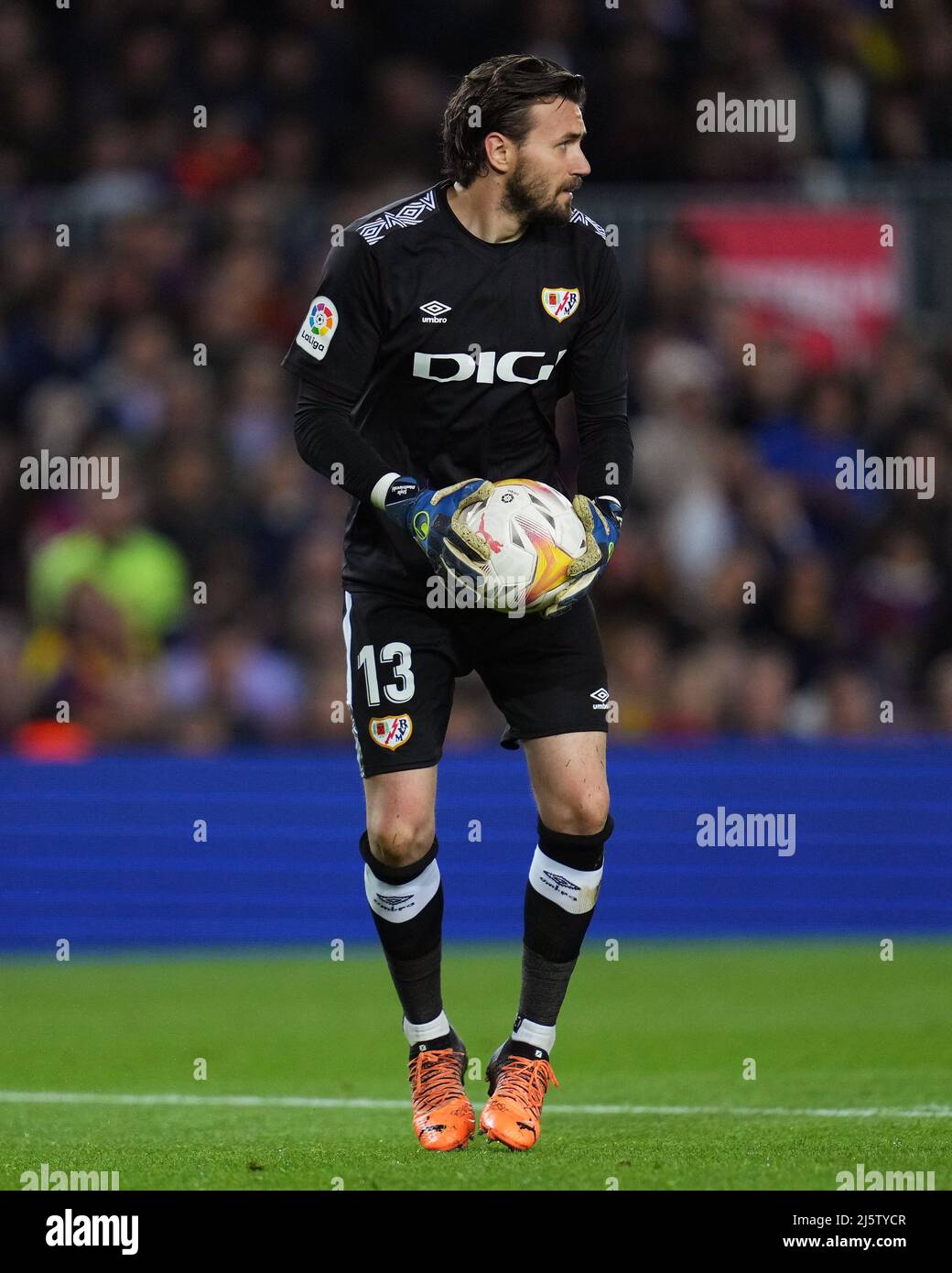 Stole Dimitrievski of Rayo Vallecano during the La Liga match between ...