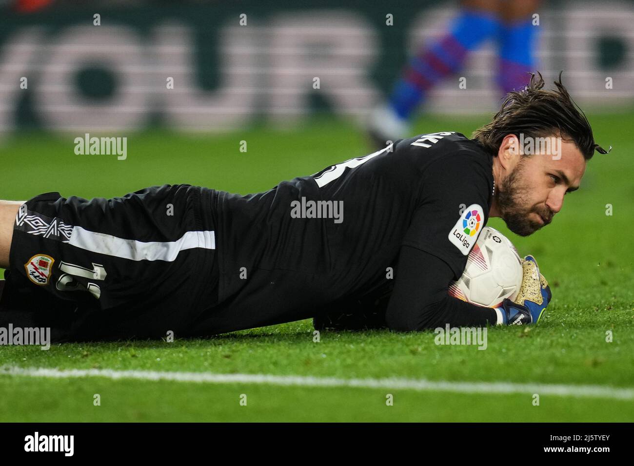Stole Dimitrievski of Rayo Vallecano during the La Liga match between ...