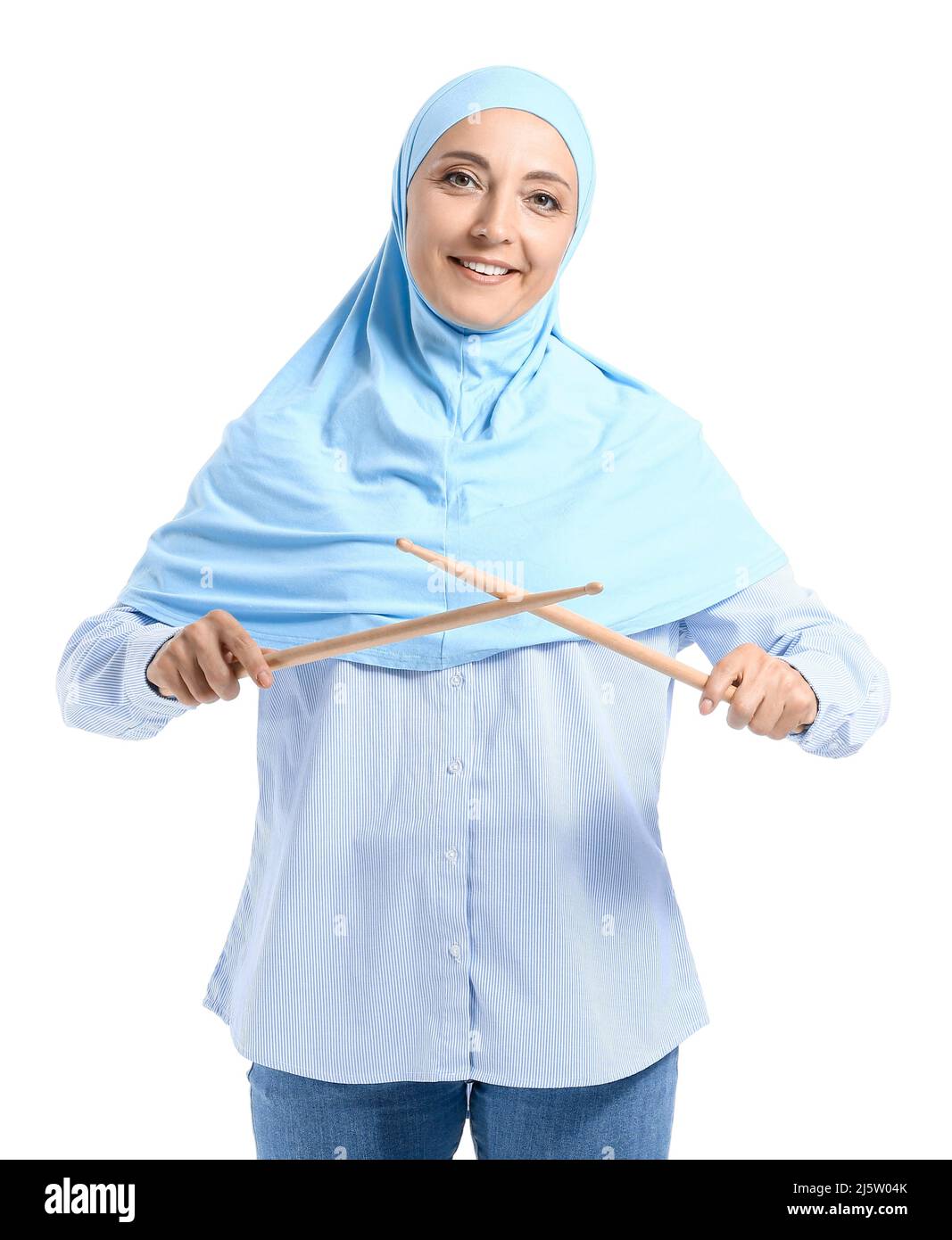 Muslim music teacher on white background Stock Photo - Alamy