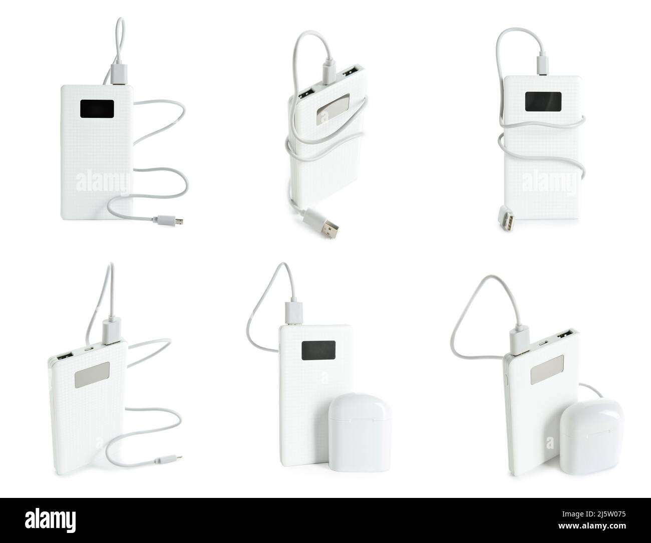 Set of power banks isolated on white Stock Photo - Alamy