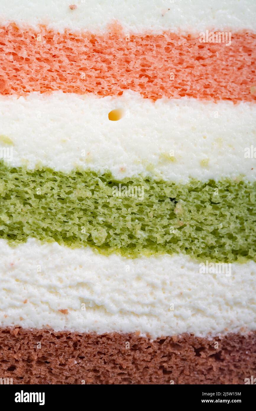 section of a multilayer cake as background and texture vertical ...