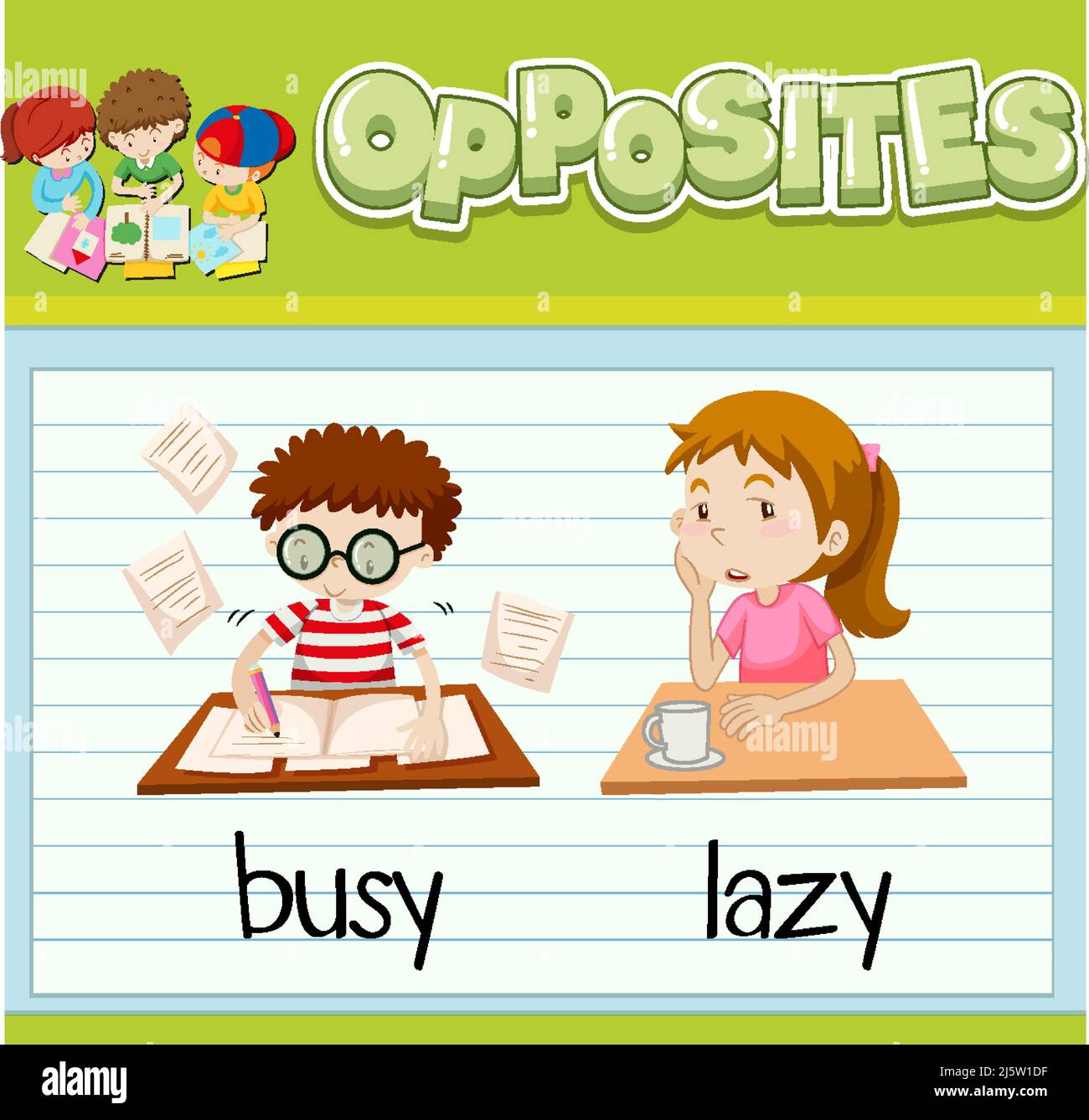 Opposite words with pictures for kids illustration Stock Vector Image ...