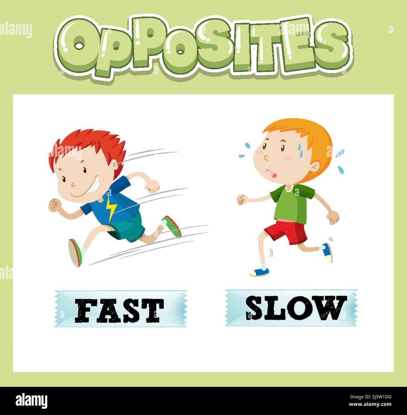 Opposite English words with fast and slow illustration Stock Vector ...
