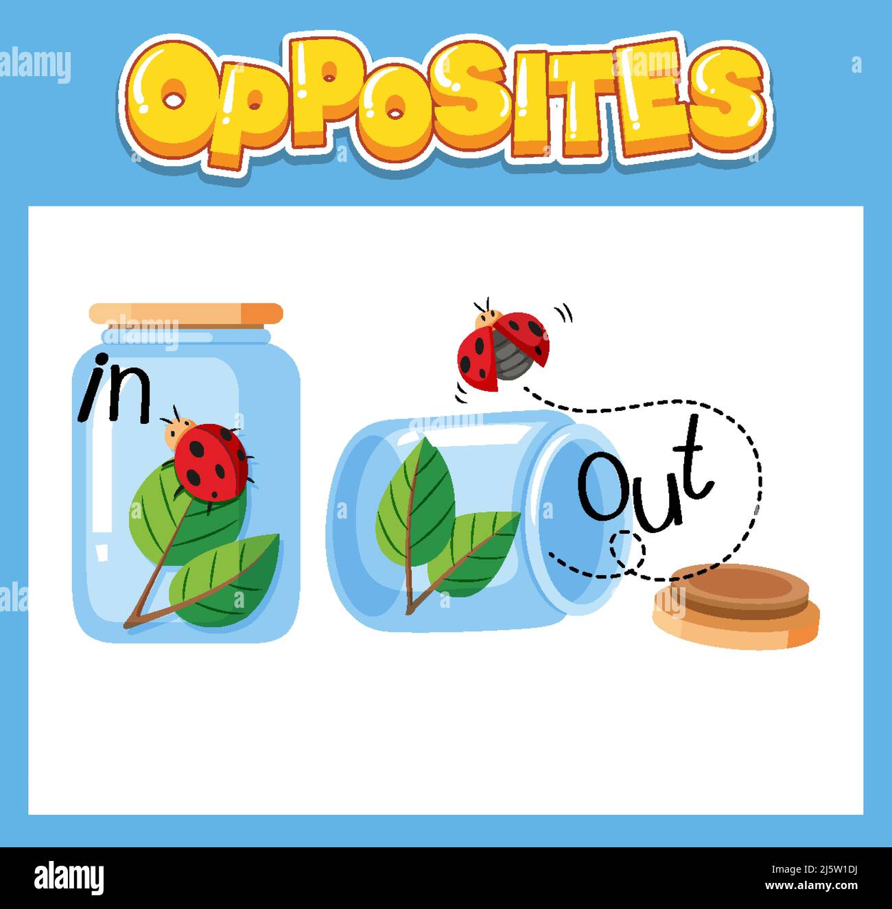 Opposite English words with in and out illustration Stock Vector Image ...