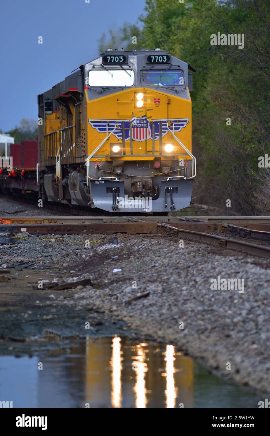 Elgin, Illinois, USA. Run through Union Pacific Railroad locomotives ...