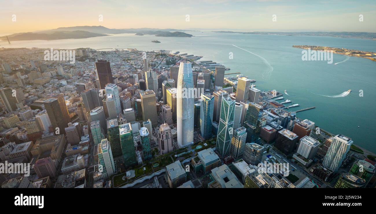 Aerial Panoramic Cityscape View of San Francisco Skyline, California ...