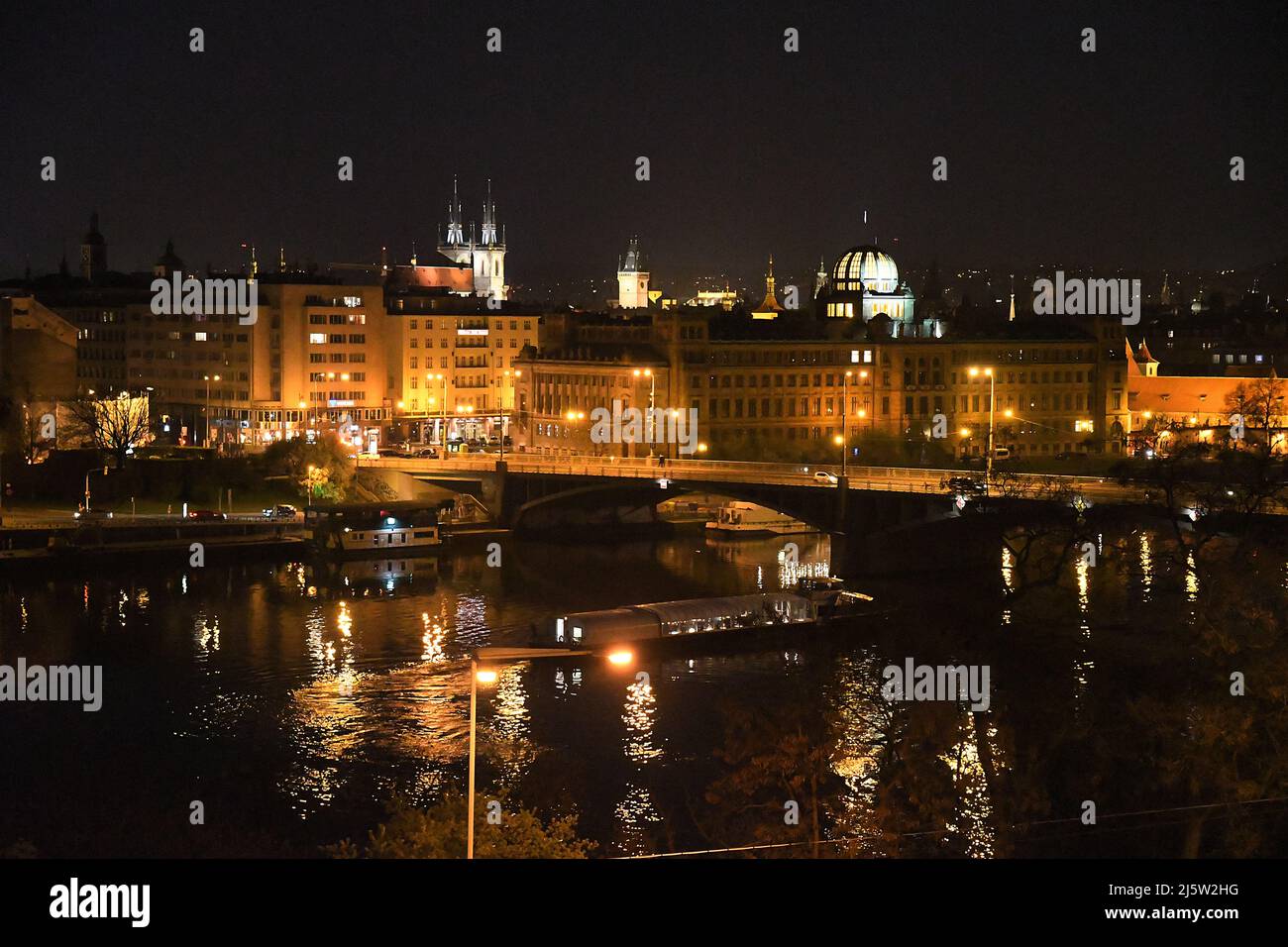 Prague/Czech republic /25 aPRIL 2022/Night lyPrague city view over ...