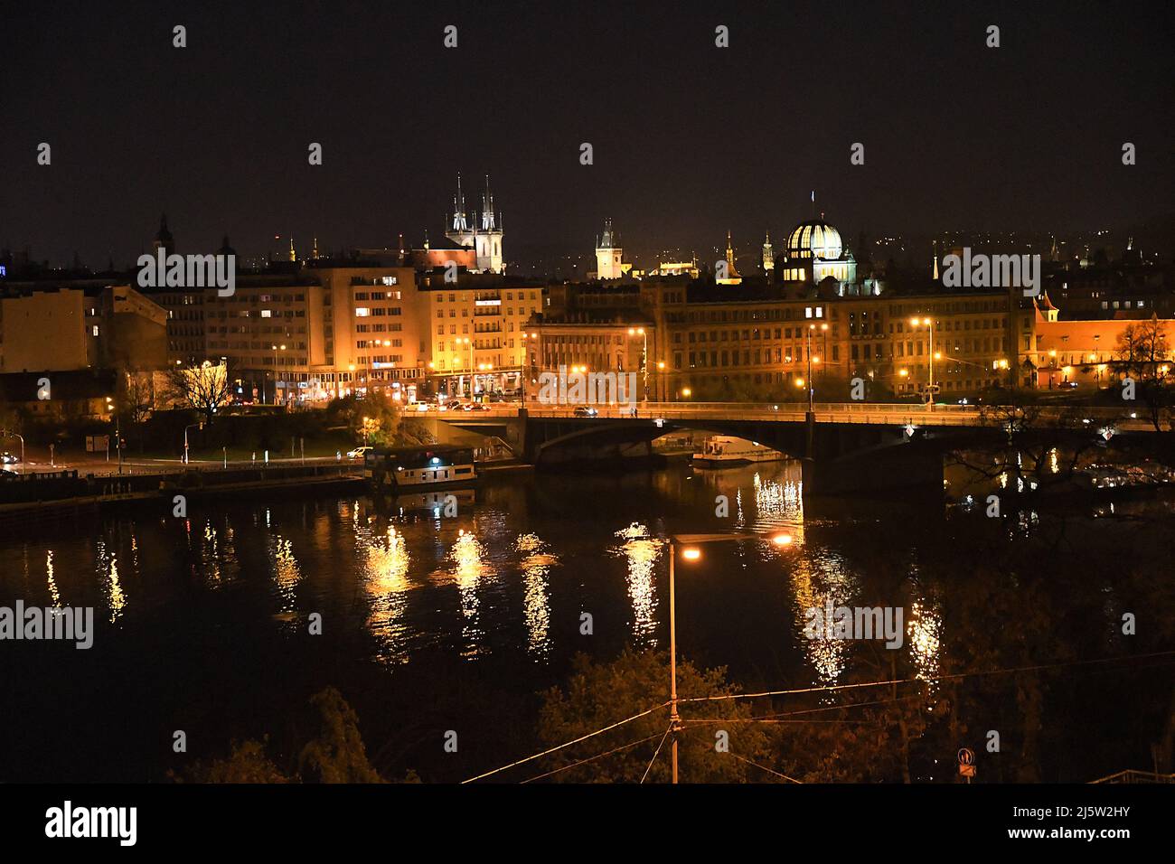 Prague/Czech republic /25 aPRIL 2022/Night lyPrague city view over ...