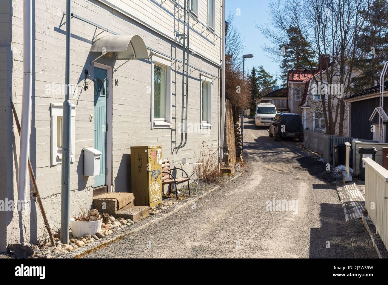 Old buildings by the Provastinkatu street in Pispala in Tampere Finland ...