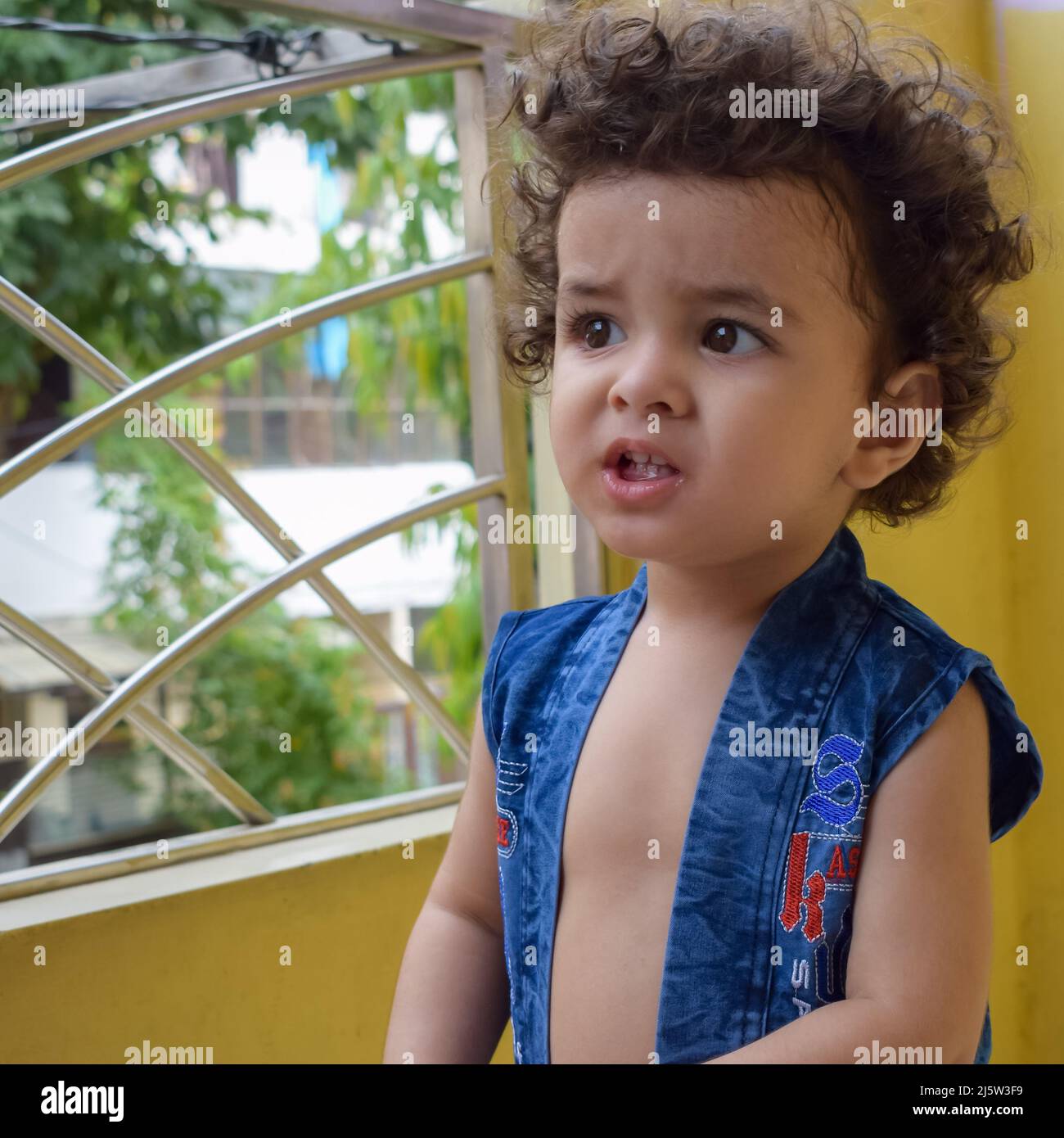 Cute little boy Shivaay at home balcony during summer time, Sweet ...