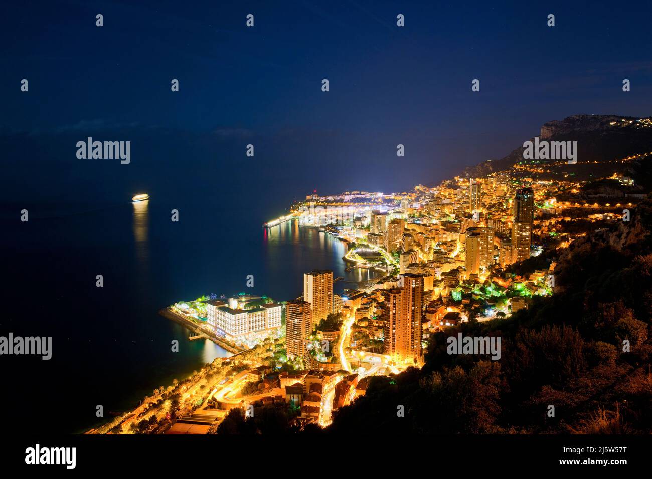 elevated view of Monaco by night Stock Photo - Alamy