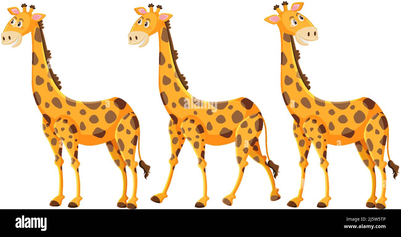 Cute giraffe cartoon on white background illustration Stock Vector ...