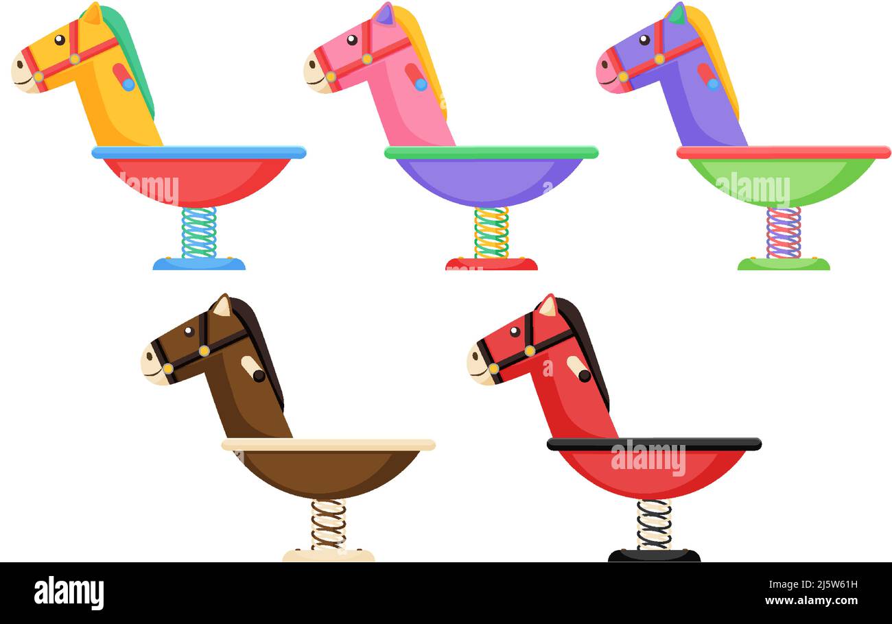 Different colours of spring rocking horses illustration Stock Vector ...