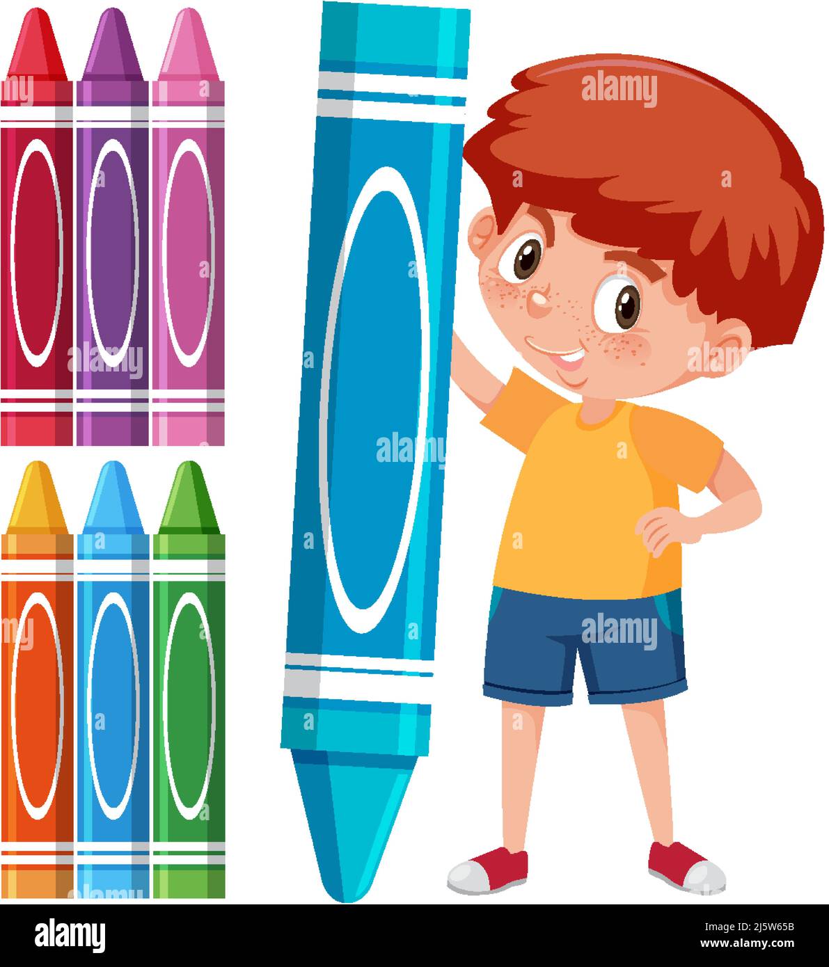 Little boy picture crayon Stock Vector Images - Alamy