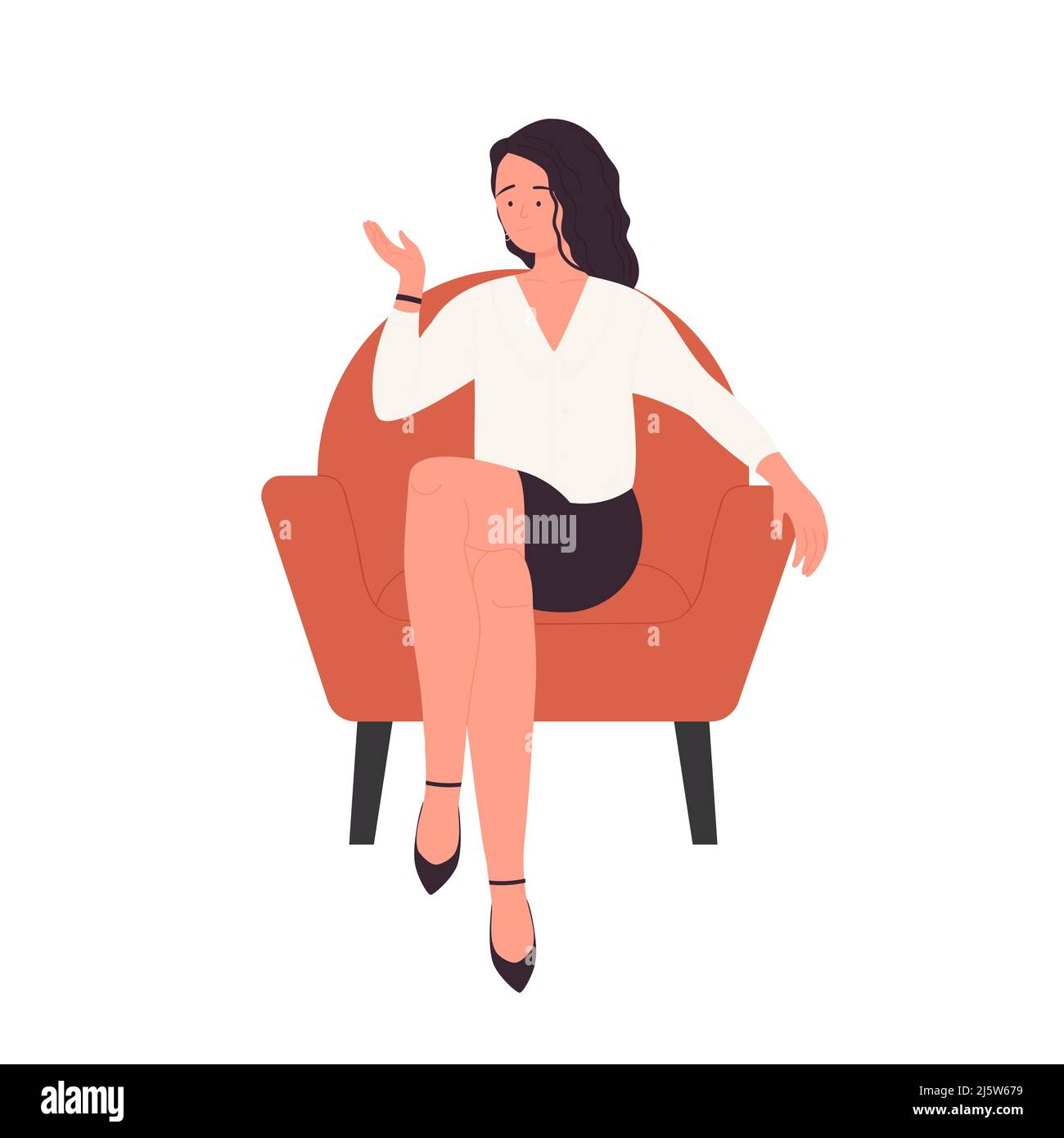 Businesswoman sitting in armchair. Confident female office manager ...