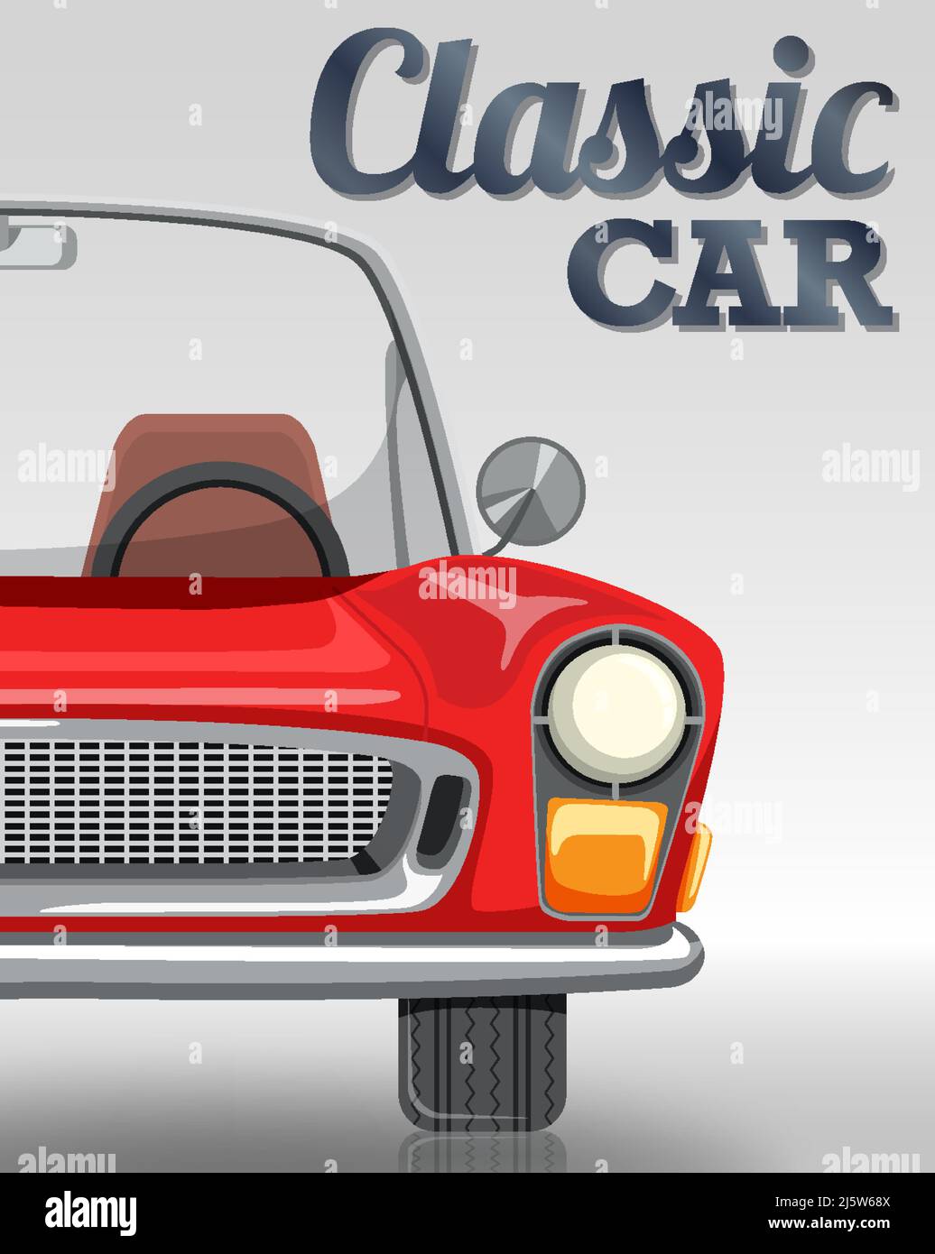 Classic car typography design with classic car on white background ...