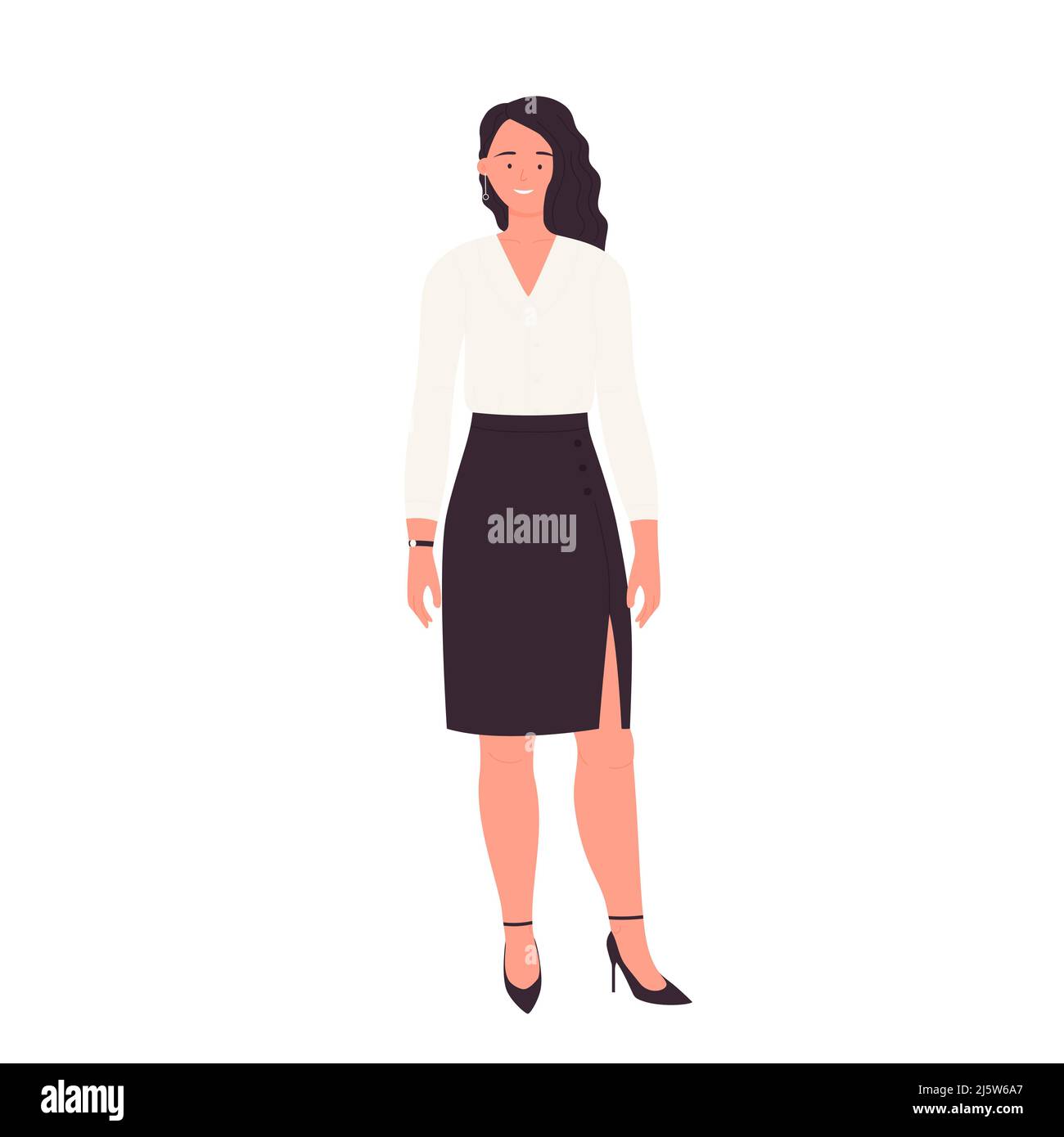 Standing businesswoman front view. Female manager in office uniform ...