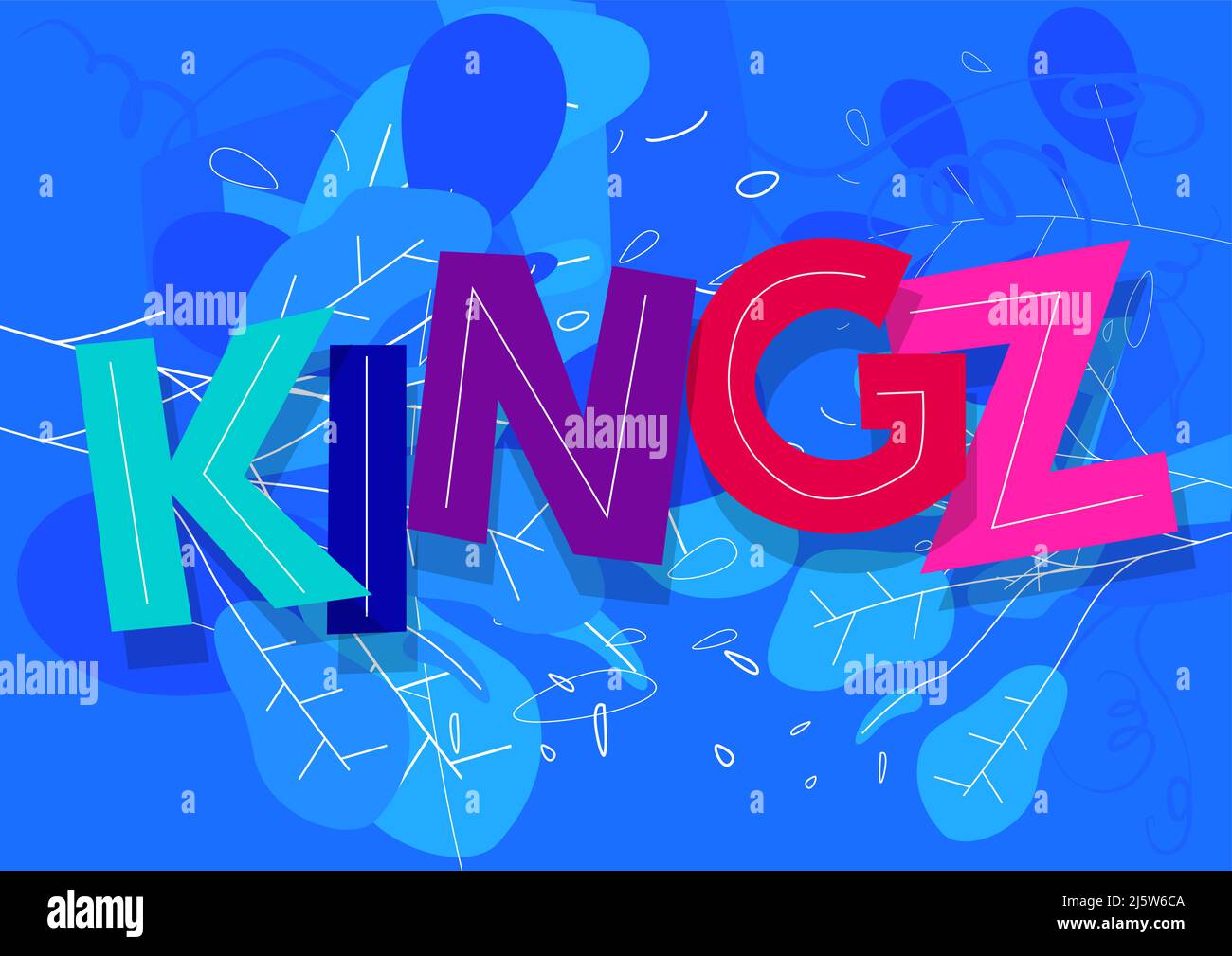 Kingz, modern slang (Kings). Word written with Children's font in ...