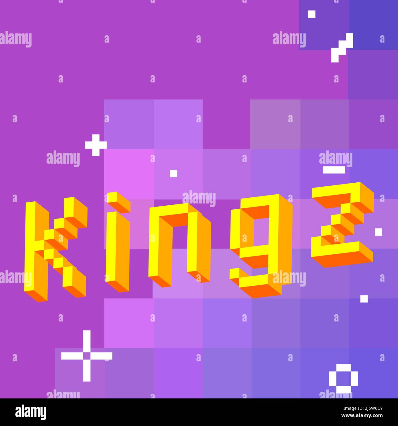 Kingz, modern slang (Kings) pixelated word with geometric graphic ...