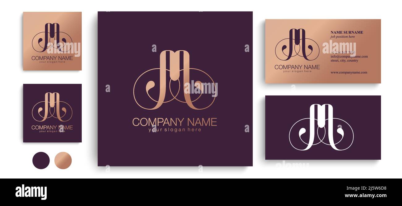 M letter monogram. Elegant luxury M logo. Calligraphic style. Corporate ...