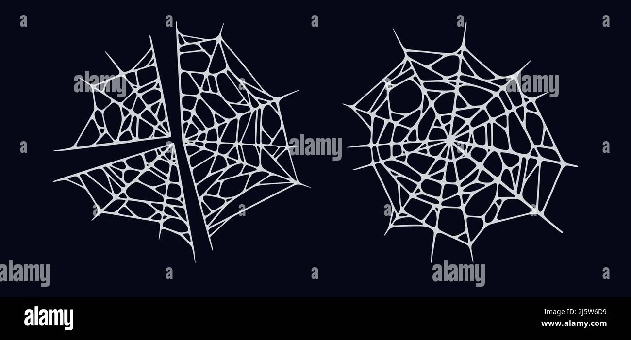 Spider web set isolated on black background. Spooky Halloween cobwebs ...