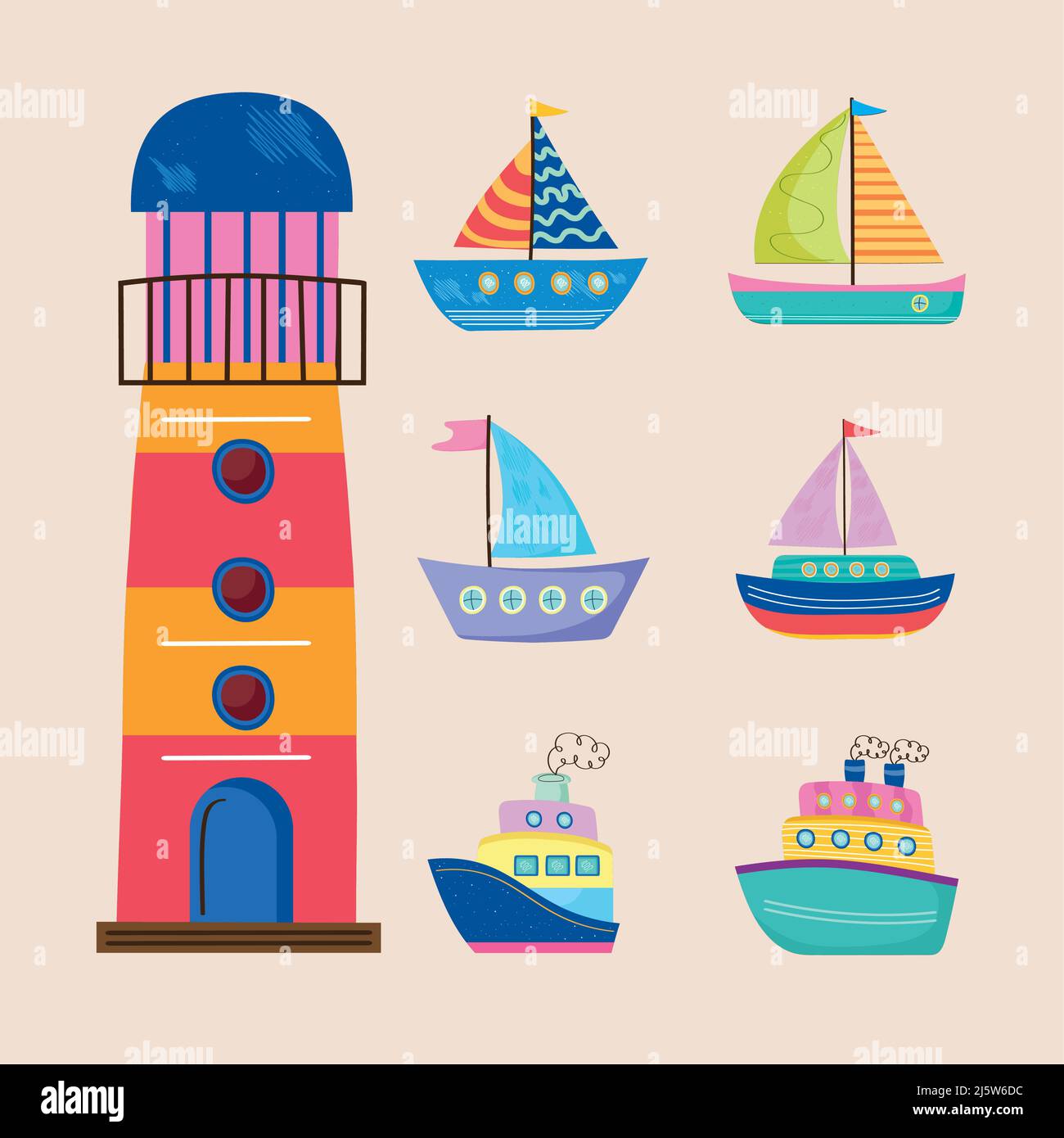 six cute boats icons Stock Vector Image & Art - Alamy