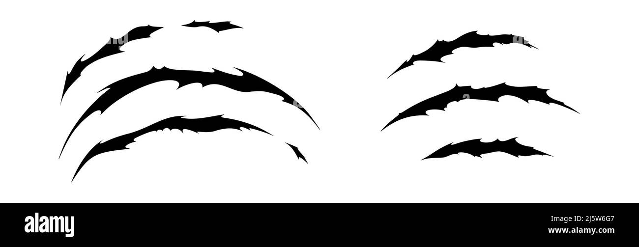 Claw scratches of wild animal. Set with cat scratches marks isolated in ...