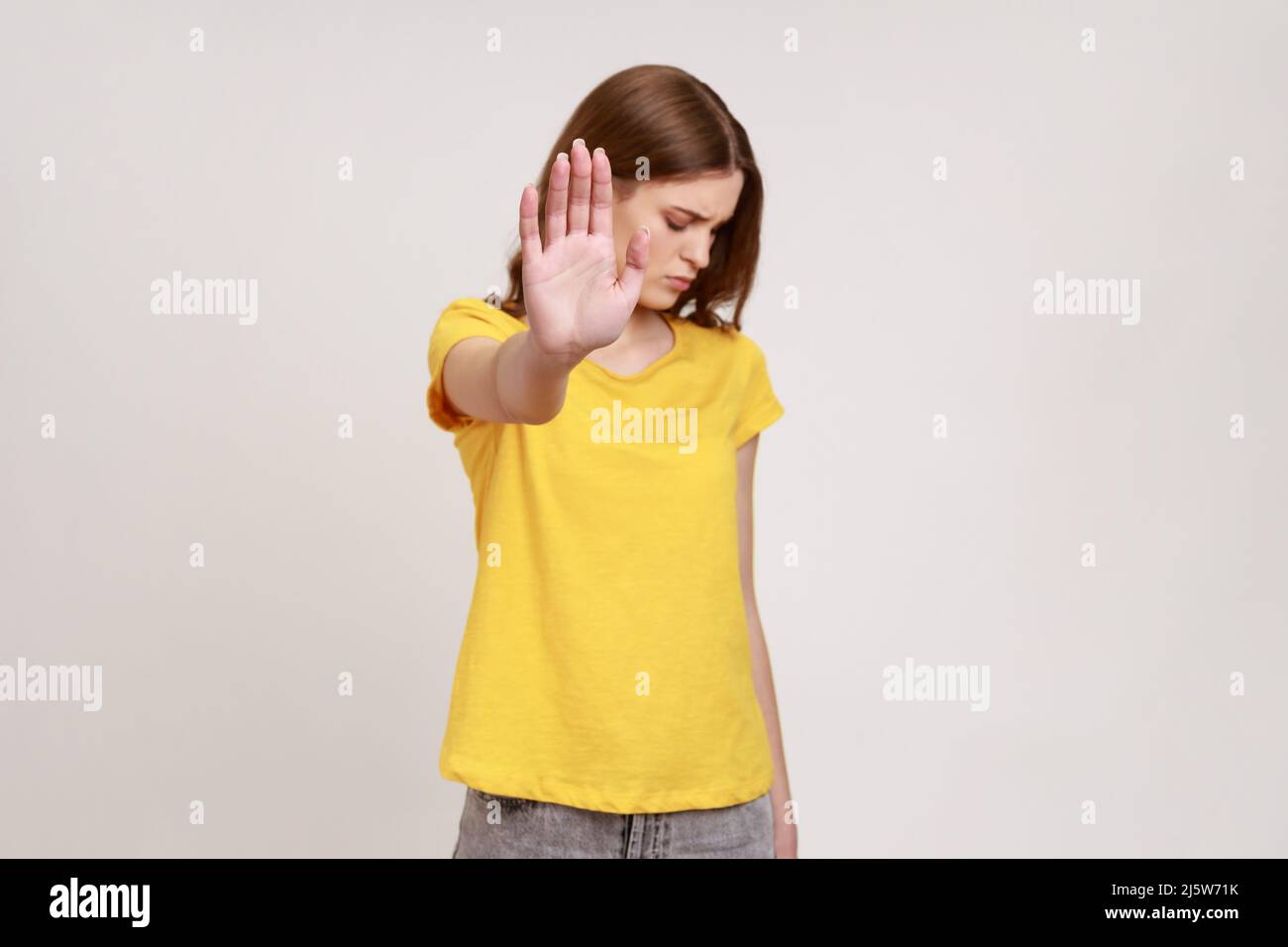 Stop hand gesture female hand hi-res stock photography and images - Alamy