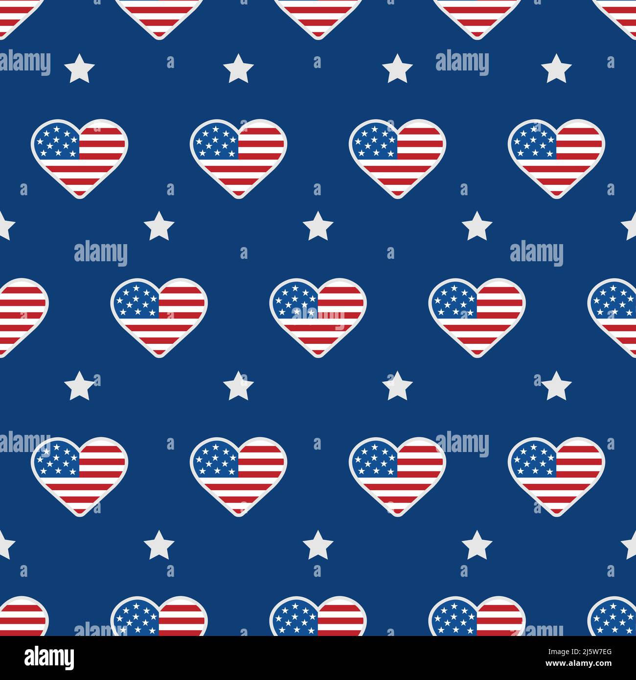Independence Day of USA. Seamless pattern with hearts. Holiday ...