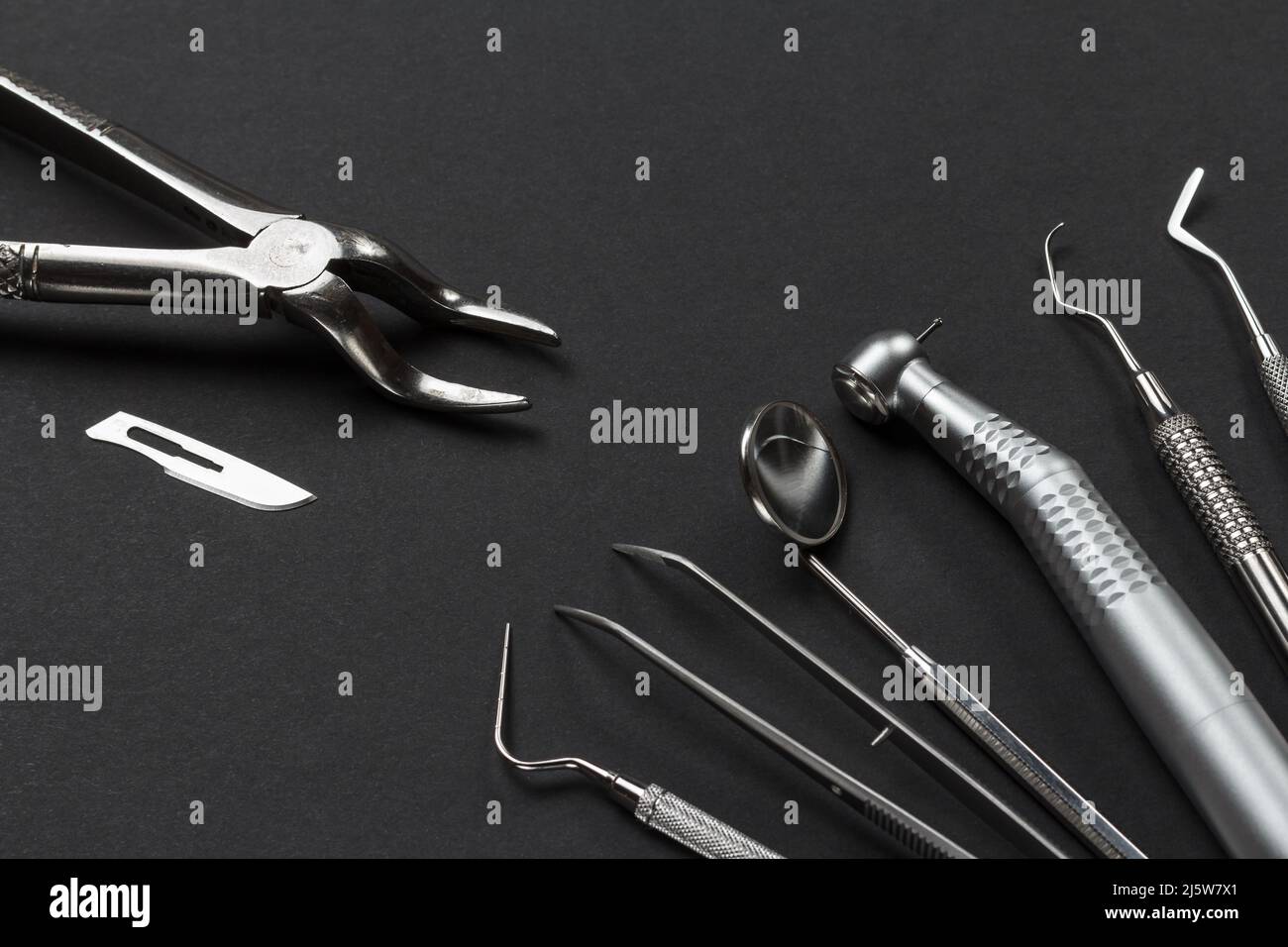 Set of metal dental instruments for teeth dental care Stock Photo - Alamy