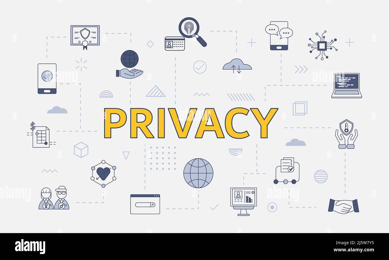privacy concept with icon set with big word or text on center vector ...
