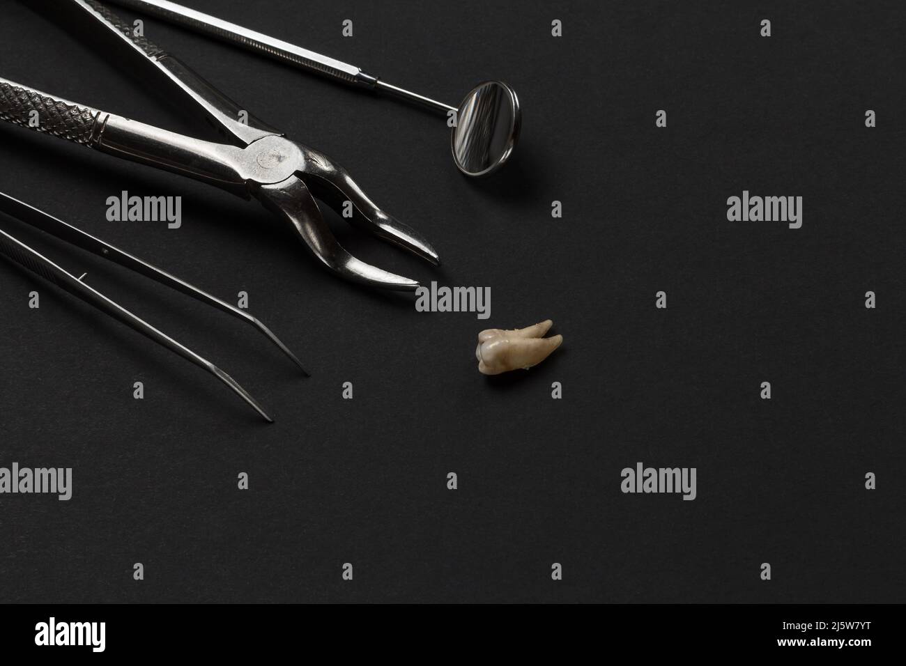 Set of metal dental instruments for teeth dental care Stock Photo - Alamy