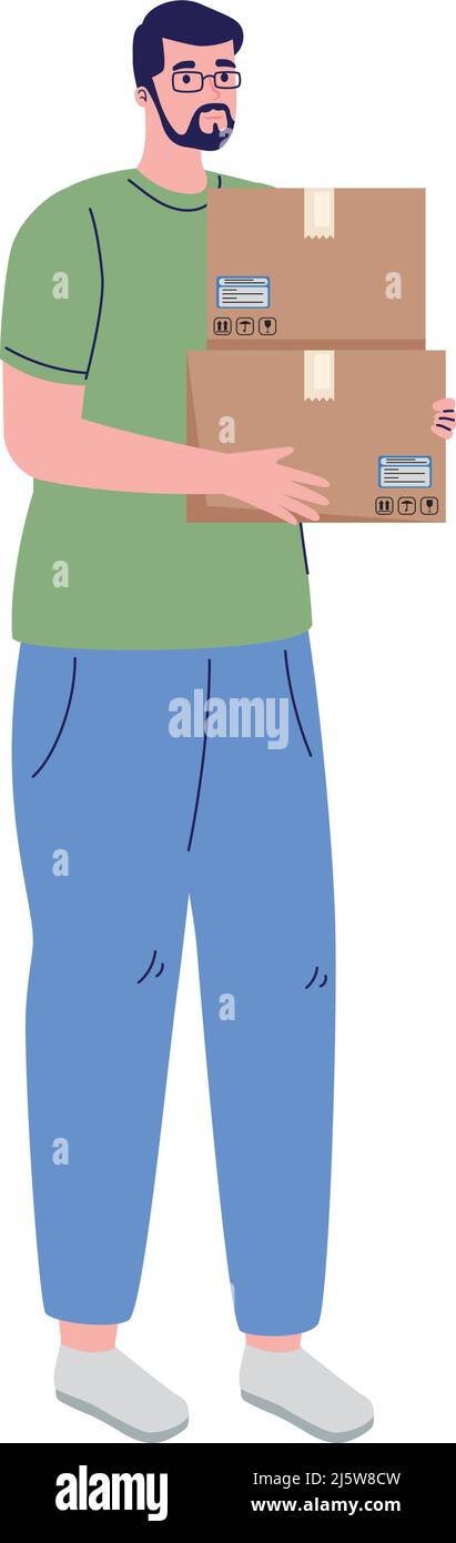 man lifting boxes Stock Vector Image & Art - Alamy