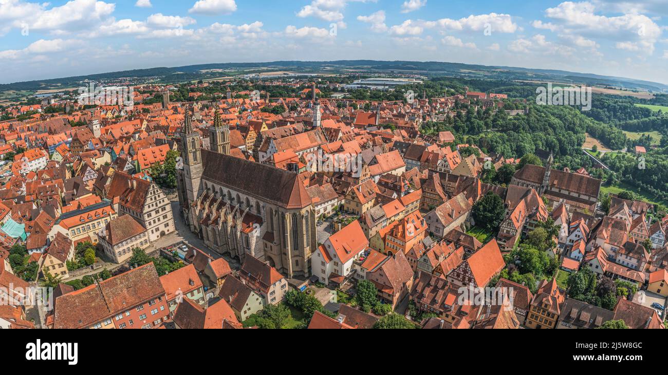 The famous little town of Rothenburg ob der Tauber from above Stock ...