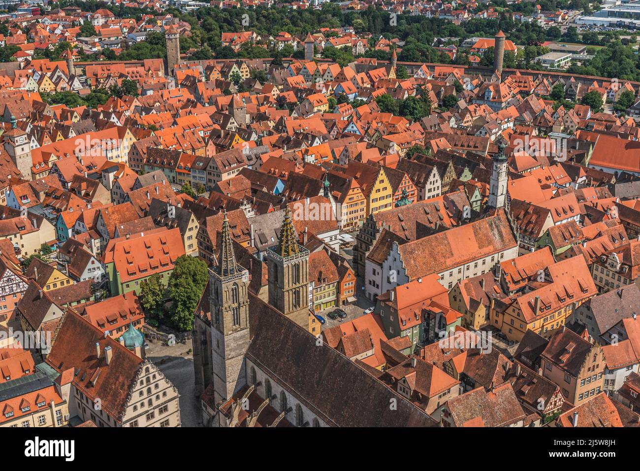 The famous little town of Rothenburg ob der Tauber from above Stock ...
