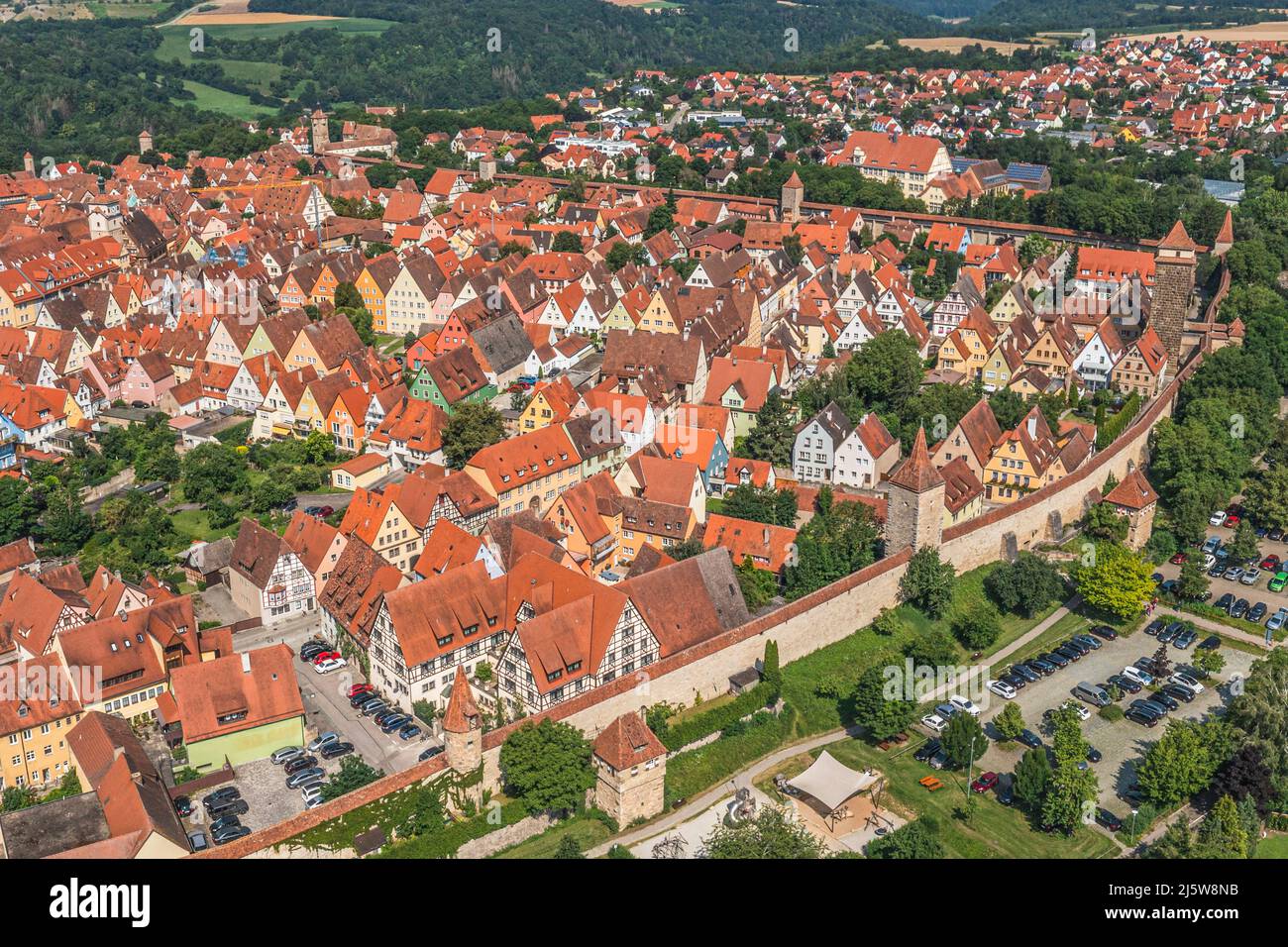 The famous little town of Rothenburg ob der Tauber from above Stock ...