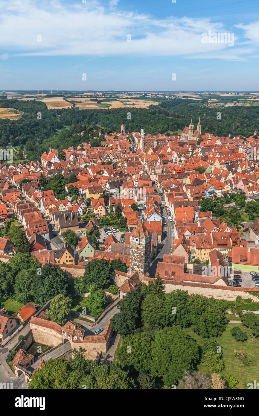 The famous little town of Rothenburg ob der Tauber from above Stock ...