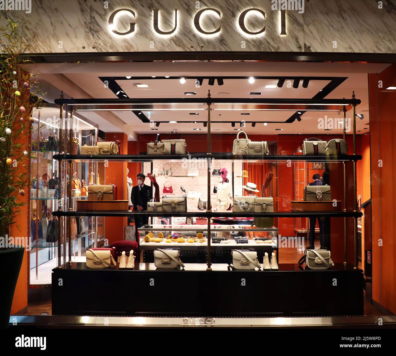 Gucci store exterior in Galleria Cavour, famous luxury shopping center ...