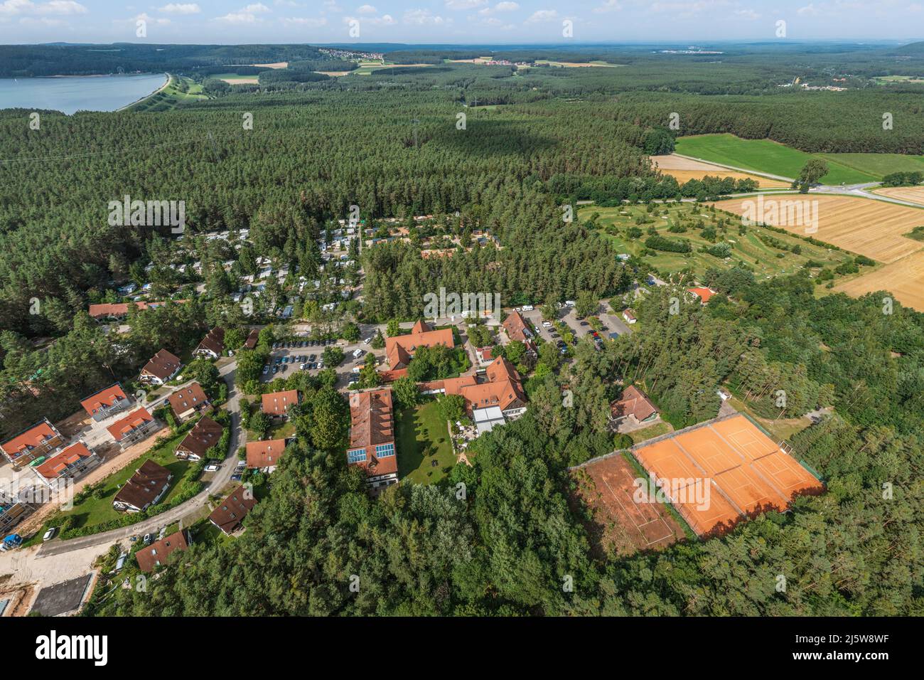 Aerial view to Pleinfeld near Lake Brombach Stock Photo - Alamy