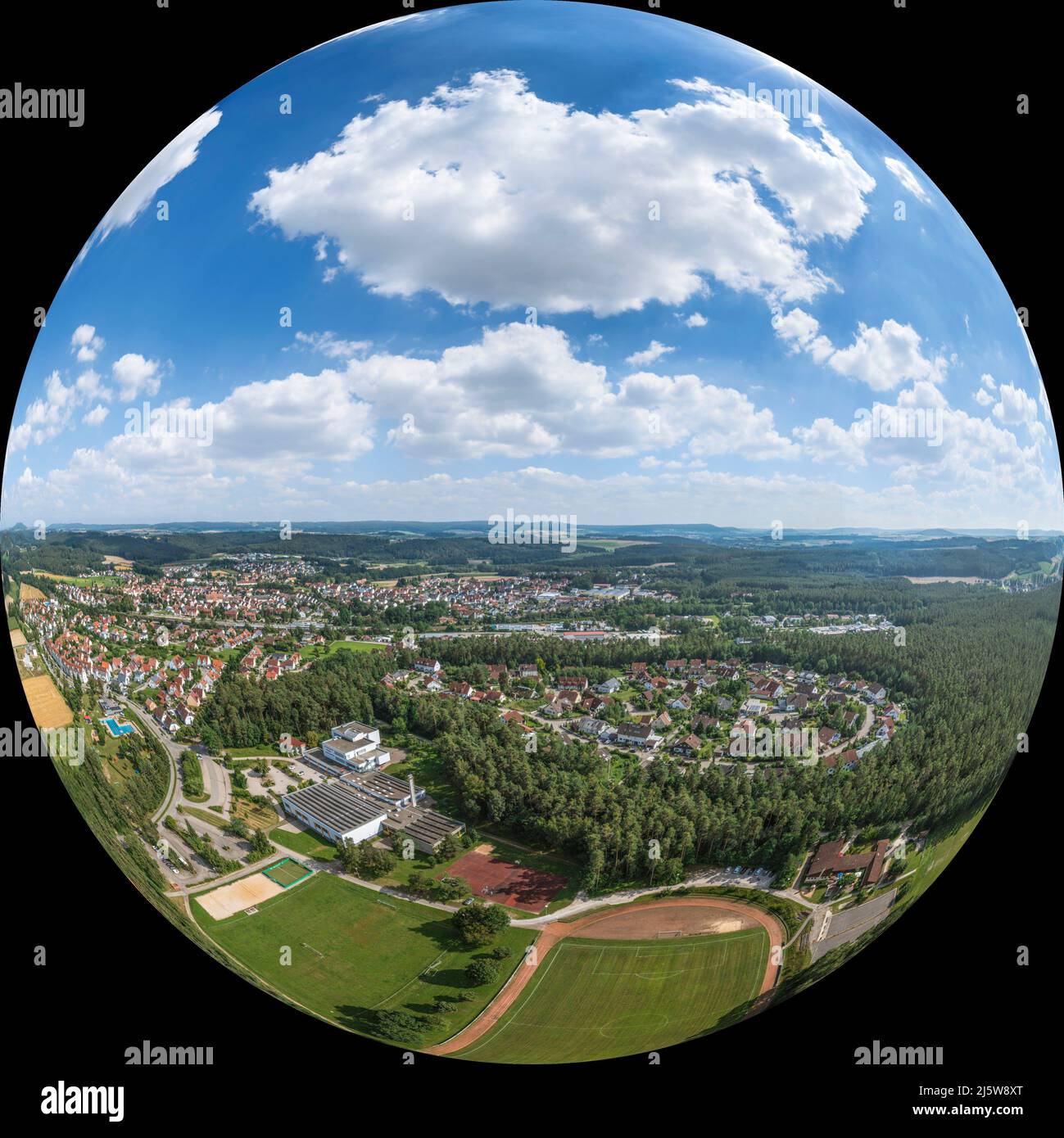 Aerial view to Pleinfeld near Lake Brombach Stock Photo - Alamy