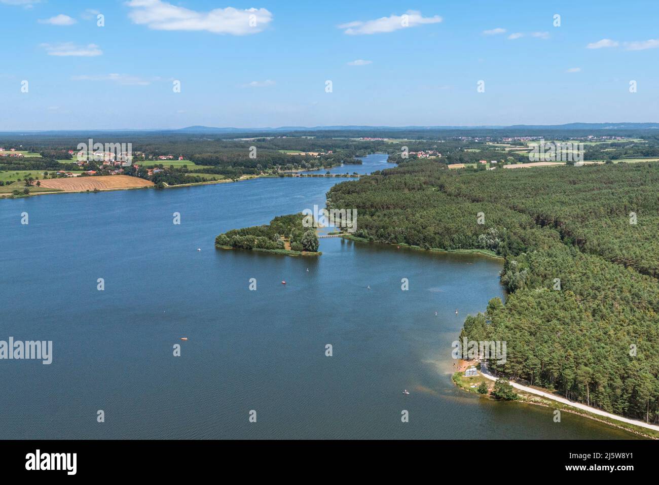 Aerial view to Heuberg lake center on Rothsee near Hilpolsttein Stock ...